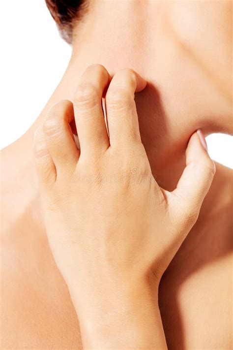 Topless Woman Scratching Her Neck Stock Image Image Of Painful Rash
