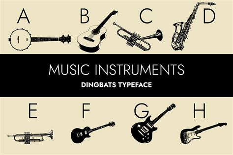 Music Instruments Dingbats Font Masterbundles