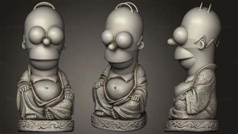 Buddha Figurines Homer Buddah Stkbd 0157 3d Stl Model For Cnc