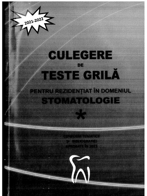 Culegere De Teste Grila Stomatologie Vol 1 Pdf