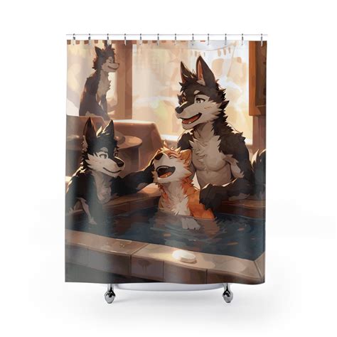 Furry Bath House Shower Curtain Steamy Furry Bathroom Art Etsy