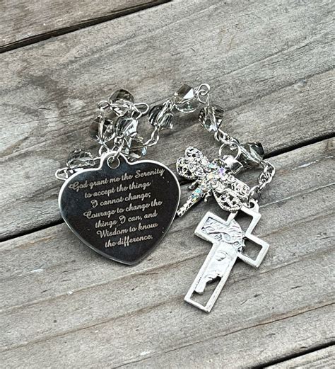 Serenity Prayer Pocket Rosary Catholic Rosary Silver Rosary Crystal