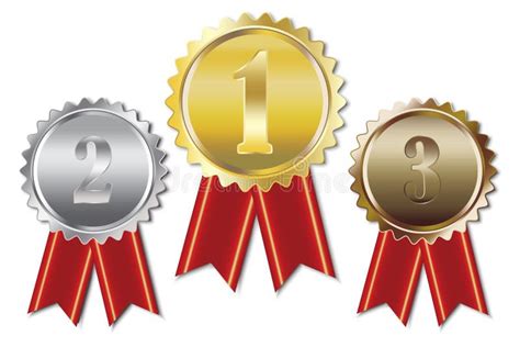Vector Illustration Of Gold Silver Bronze Medals First Second And