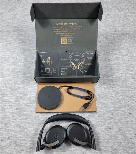 Used Jabra Evolve Flex Stereo Headset With Wireless Charging Pad Missing Usb Ubb Threads