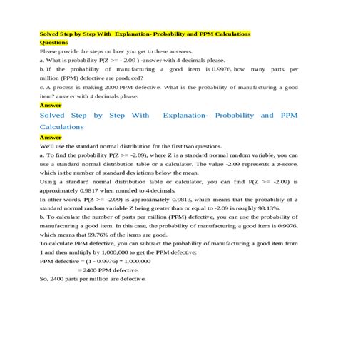 calculate the number parts per million ppm defective