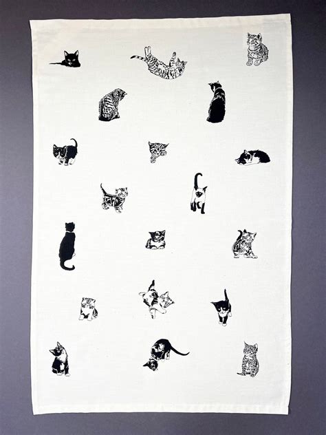 Cat Tea Towel Kittens Tea Towel Teachers T Unbleached Cotton Cat Lover Tea Towel T