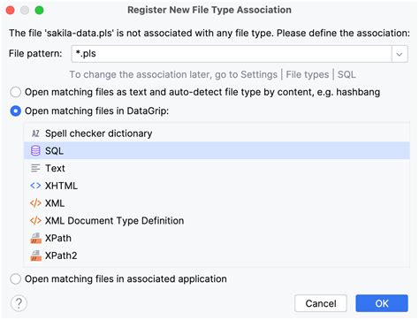 File Type Associations DataGrip Documentation