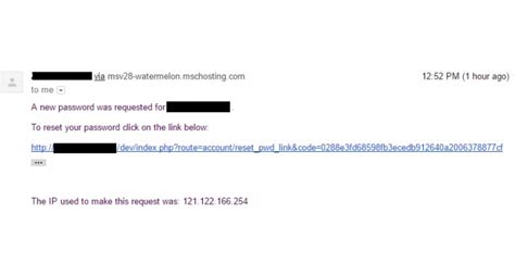 OpenCart Password Reset Verification