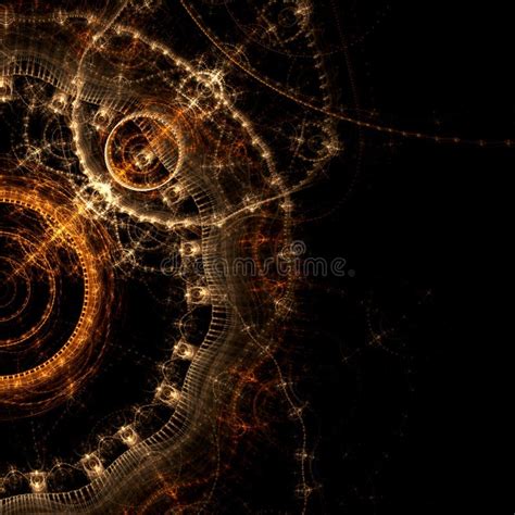 Steampunk Fractal Background Universe Clockwork Fractal Art Stock
