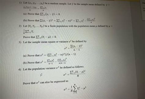 solved 1 let y1 y2 … yn be a random sample let yˉ be the