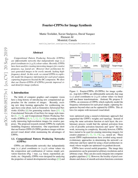 PDF Fourier CPPNs For Image Synthesis