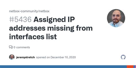 Assigned Ip Addresses Missing From Interfaces List · Issue 5436
