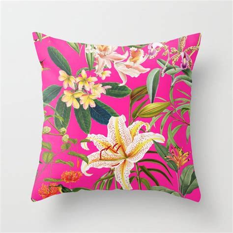 Buy Pretty Tropical Hot Pink Throw Pillow By Castlefielddesign