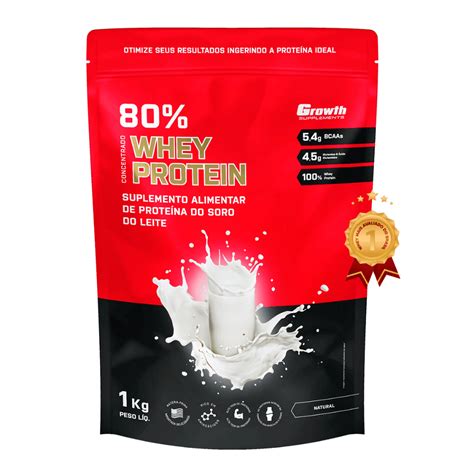 Whey Protein Growth Concentrado 80 Proteína Pura Pacote 1kg