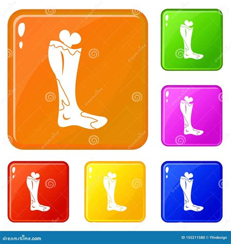 Zombie Leg Icons Set Vector Color Stock Vector Illustration Of