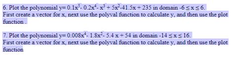 solved 6 ﻿plot the polynomial y 0 1x 5 0 2x 4