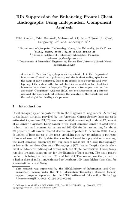 Pdf Rib Suppression For Enhancing Frontal Chest Radiographs Using