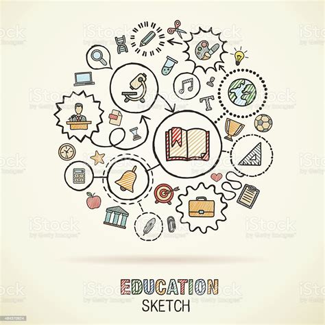 Léducation Icônes De Croquis Main Dessiner Contact Avec Le Monde