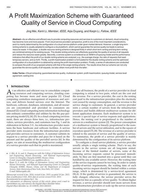 Pdf A Profit Maximization Scheme With Guaranteed Quality Of Service In Cloud Computing