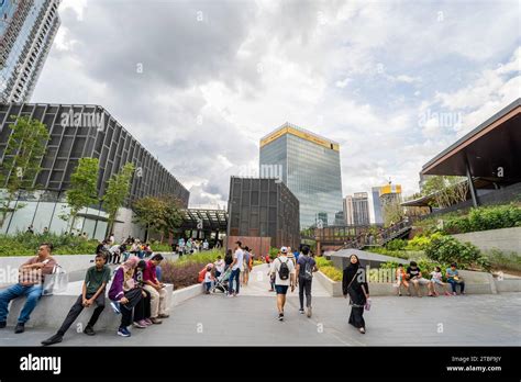 Kl Malaysia Dec 22023 People Can Seen Exploring Around The Trx City