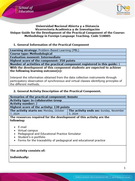Guide For The Development Of The Practical Component Unit 2 Phase 3