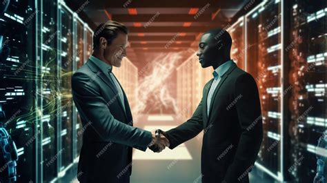 Premium Ai Image Shaking Hands With The Future Human And Ai Collaboration