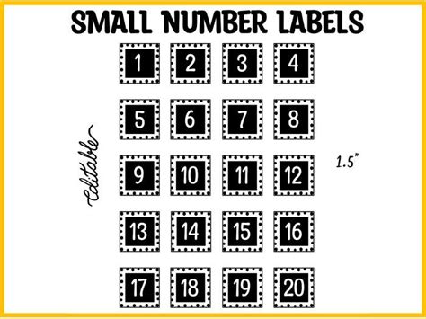 Printable Small Number Labels 1 To 40 Black And White Number