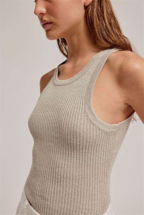 Fitted Rib Tank Taupe Linen Tank Linen Tank Top Taupe