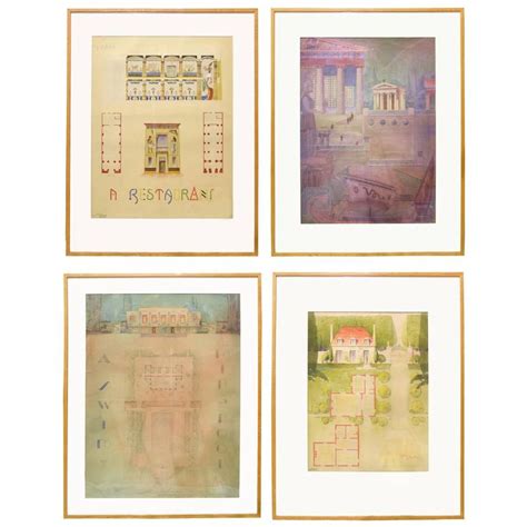 Set Of Four Architectural Presentation Renderings For Sale At 1stDibs