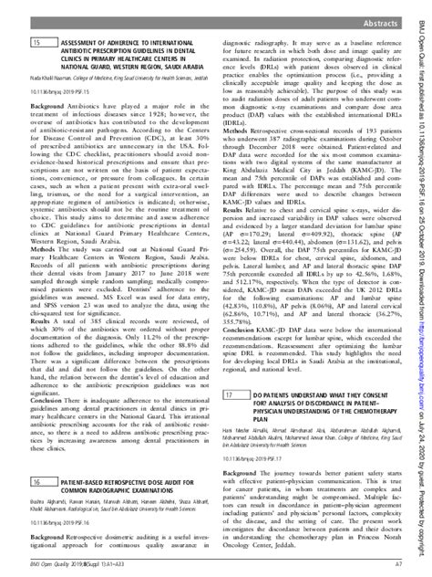Pdf 16 Patient Based Retrospective Dose Audit For Common Radiographic Examinations Khalid