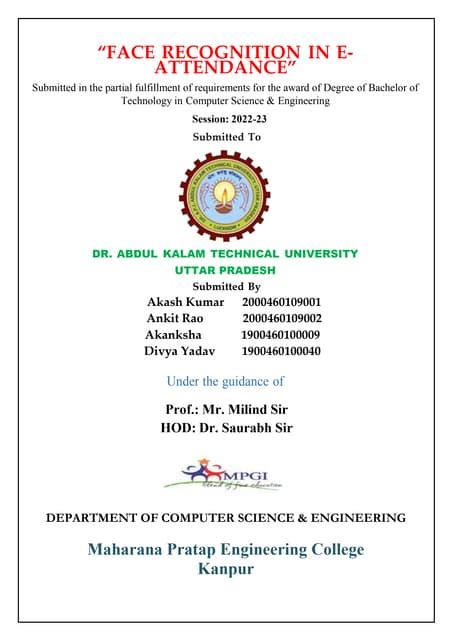 Project Synopsis Face Recognition Attendance System Docx