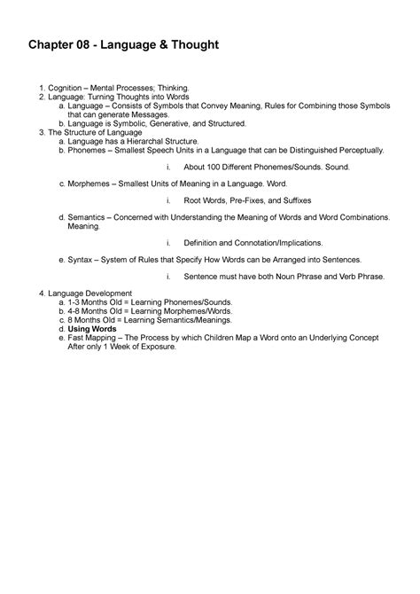 Chapter 08 Language And Thought Chapter 08 Language And Thought Cognition Mental Processes