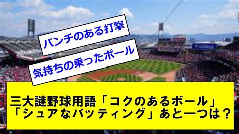 三大謎野球用語「コクのあるボール」「シュアなバッティング」あと一つは？ Youtube