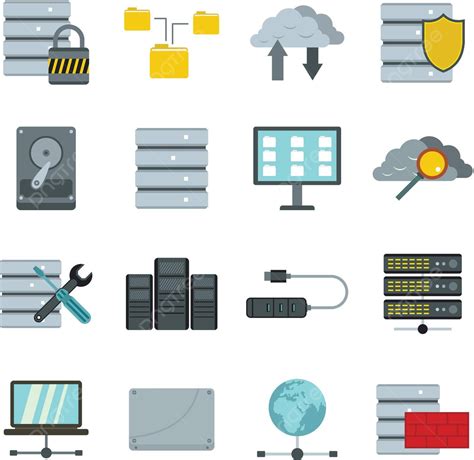 Database Icons Setflat Style Site Backup Network Vector Site Backup