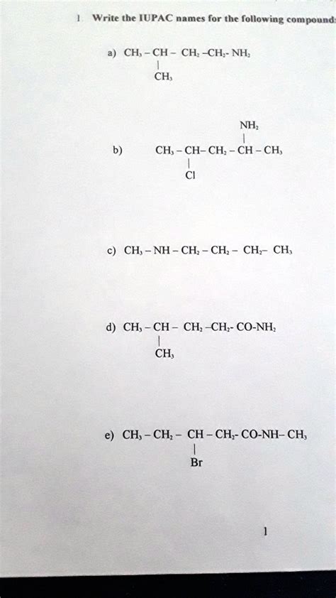 Solved Write The Iupac Names For The Following Compound Ch Ch ~ Ch