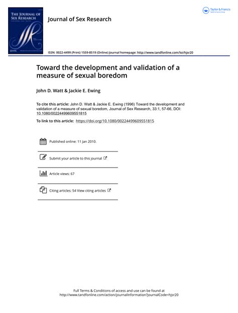 Pdf Toward The Development And Validation Of A Measure Of Sexual Boredom