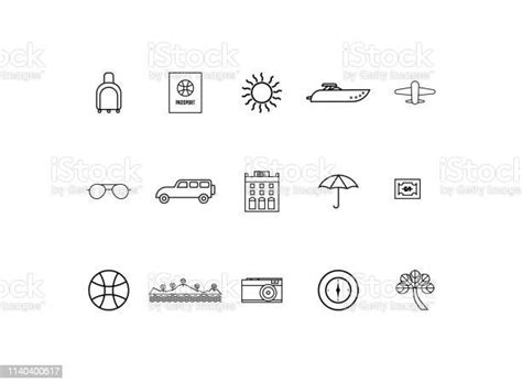 Reiseicons Gesetztzeichen Und Symbole Der Designreiseelemente Stock