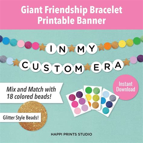 Giant Friendship Bracelet Garland In My Custom Era Banner Printable