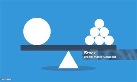 시소에서 평형 상태에있는 하나의 크고 많은 작은 공 조화와 균형의 개념 벡터 평면 스타일 정보 그림입니다 균형에 대한 스톡 벡터 아트 및 기타 이미지 Istock