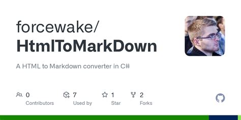 GitHub Forcewake HtmlToMarkDown A HTML To Markdown Converter In C