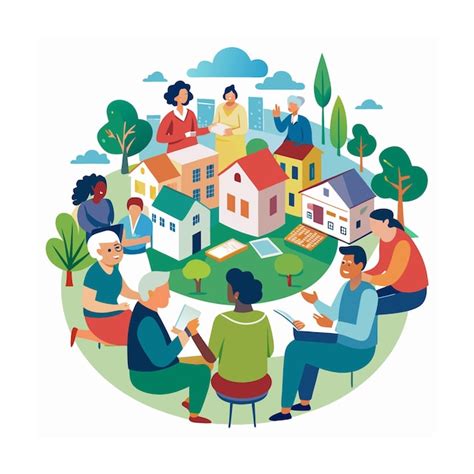 Premium Vector Flat Hand Drawn Neighborhood Meeting Vector Illustration