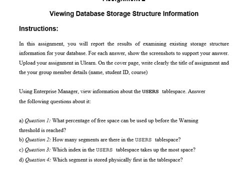 Viewing Database Storage Structure Information