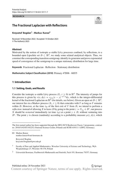 Pdf The Fractional Laplacian With Reflections