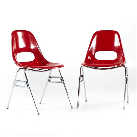 Krueger Mid Century Fiberglass Stacking Chairs Set Of 8 For Sale At