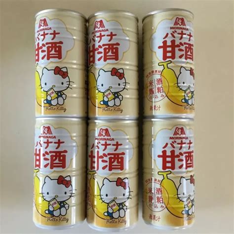 6 Sets Morinaga Sanrio Hello Kitty Banana Amazake Sweet Sake 185ml