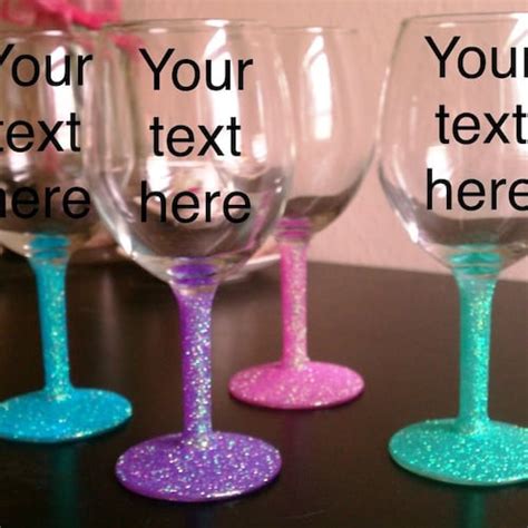 Monogrammed Glitter Beach Wine Glass Personalized Wine Glass Etsy