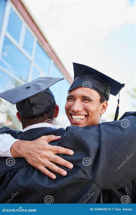 We Both Made It Two Female Students Congratulating Each Other On