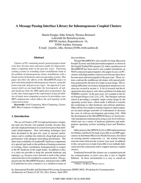 pdf a message passing interface library for inhomogeneous coupled