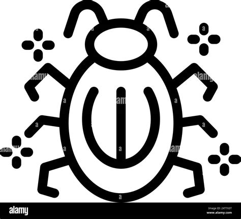 Simple Black And White Icon Of A Bug Surrounded By Stars Representing