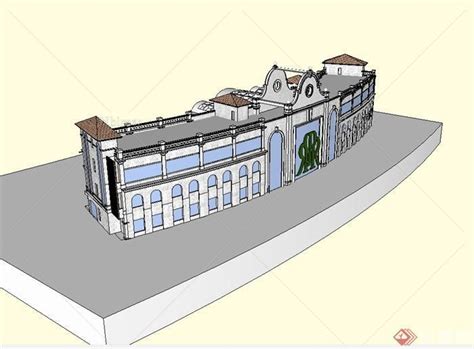 某欧式风格详细商务会所建筑SU模型 原创 SketchUp模型库 毕马汇 Nbimer